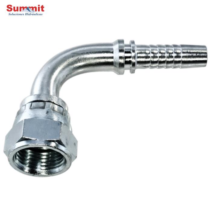 Conector Codo 90º Rosca Jic (Flare) 37° Hembra 1/2" Manguera 1/2"